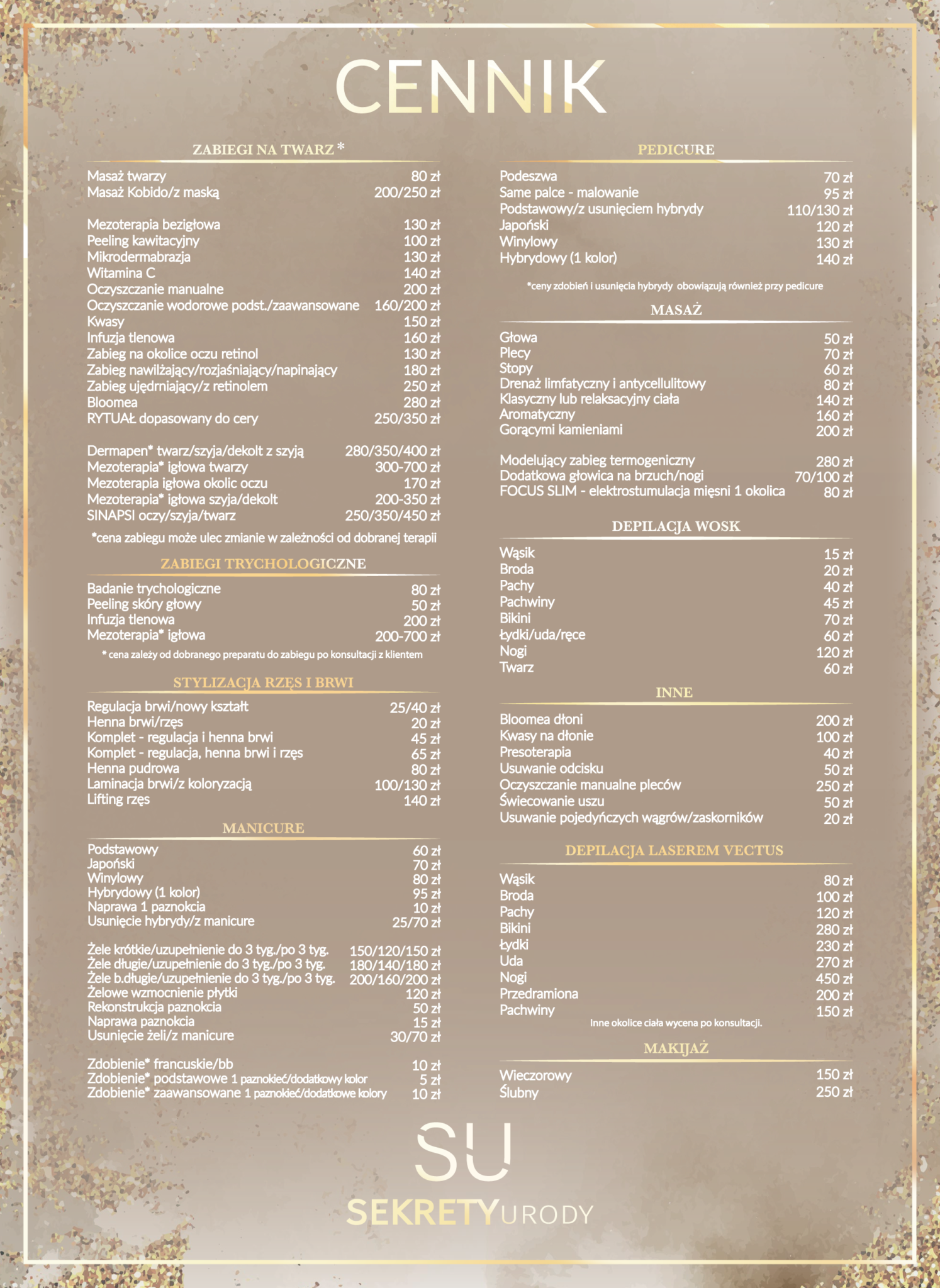 Cennik Usług - Salon Kosmetyczno-Fryzjerski Skierniewice